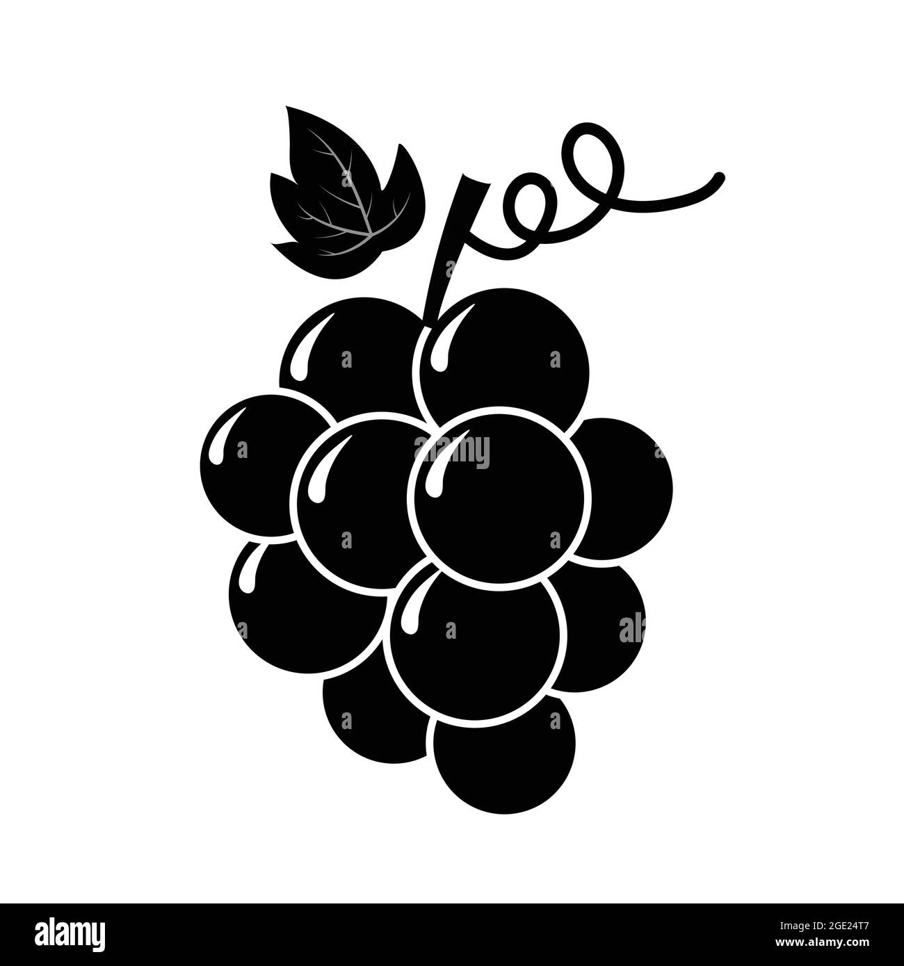 Fresh grapes vector isolated on white. Bunch of grapes logo Stock ...