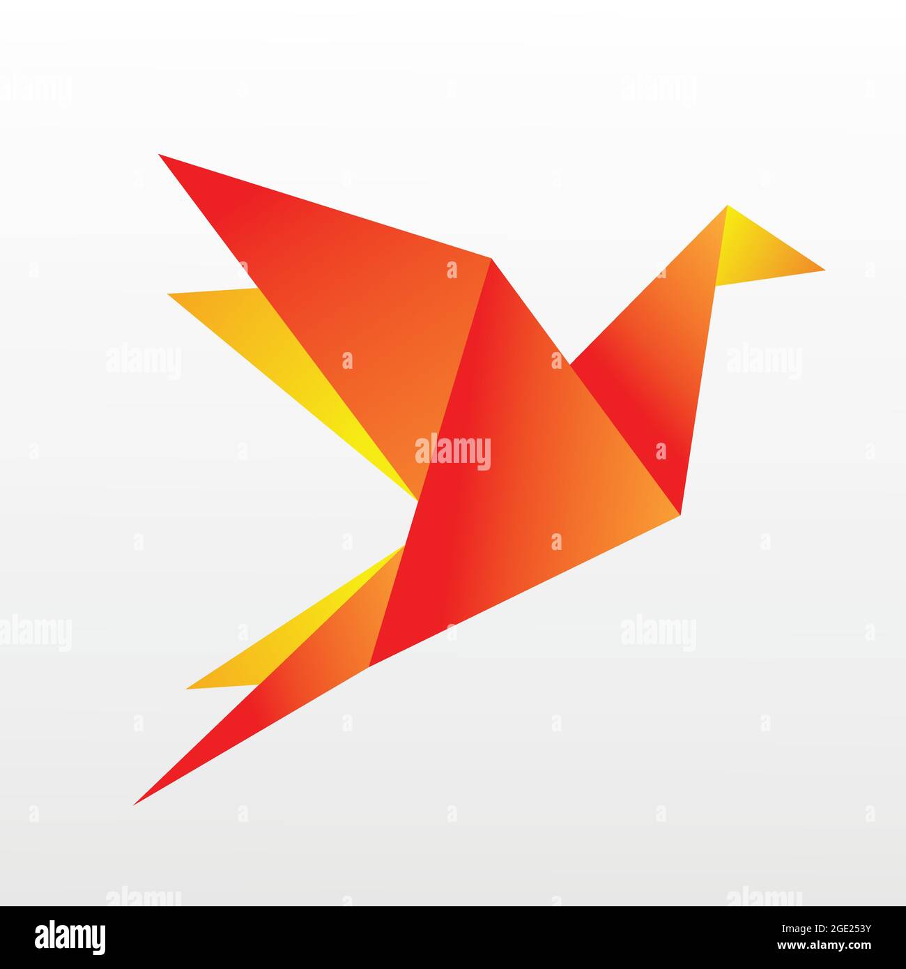 Beautiful bird paper craft flying in frame art isolated on background ...