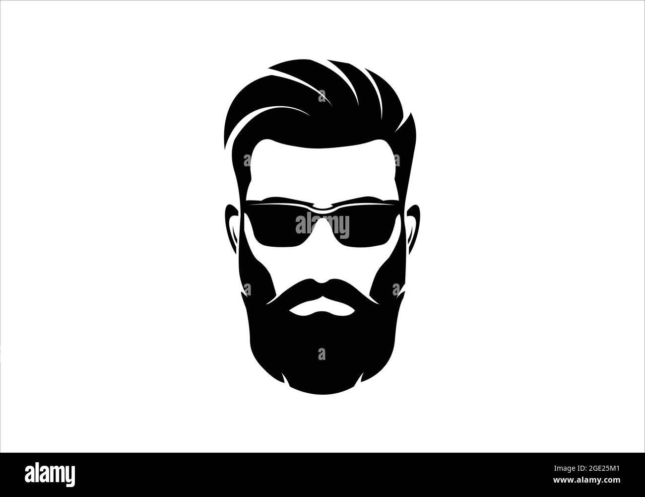 Bearded man's face, hipster character. Fashion silhouette avatar ...