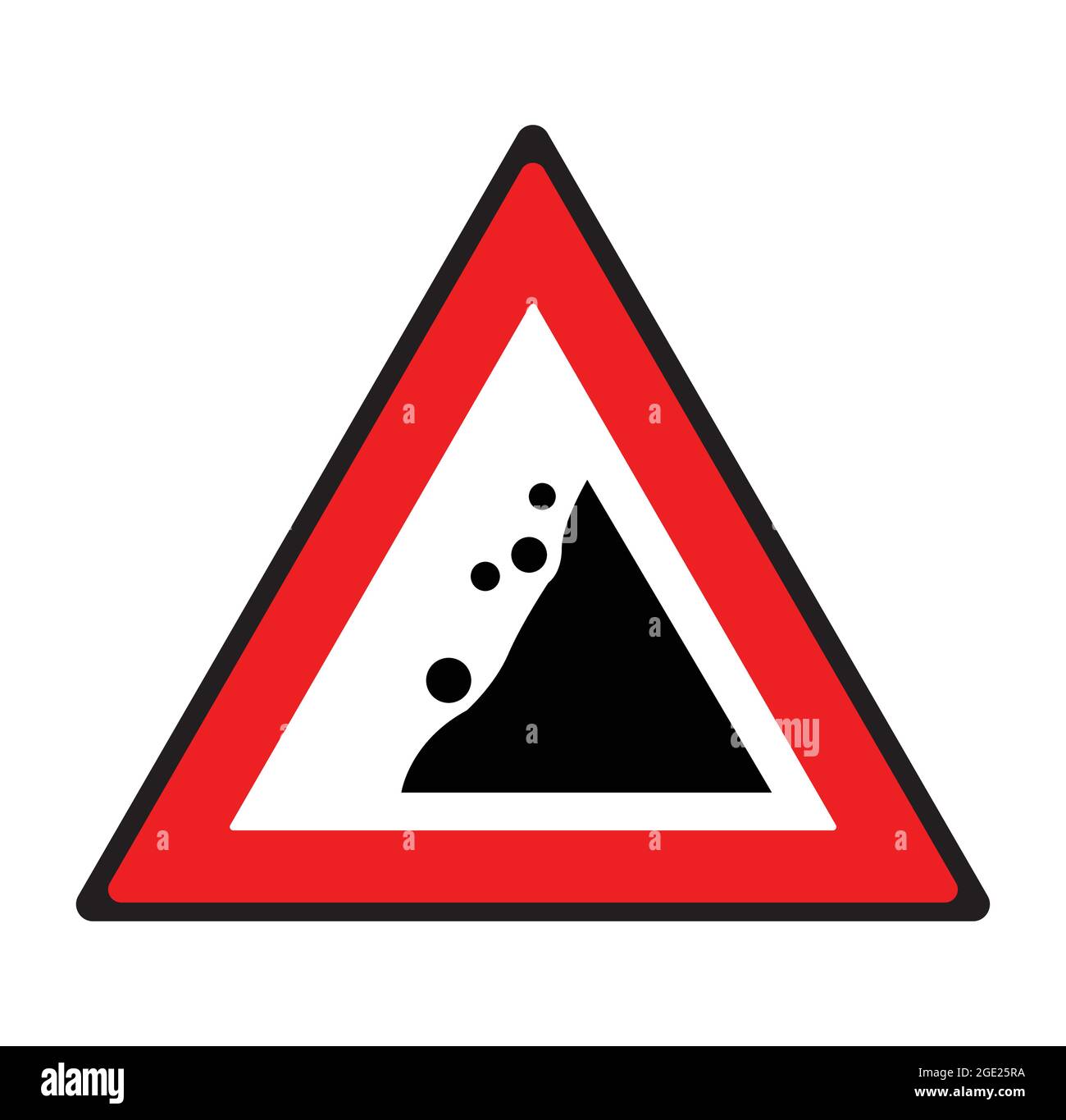 Red sign warning falling rocks Stock Vector Images - Alamy