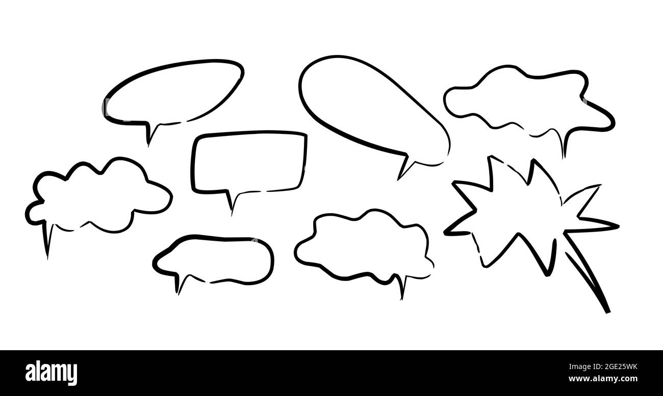 doodle speech bubbles, chat balloons variety forms Stock Vector Image ...