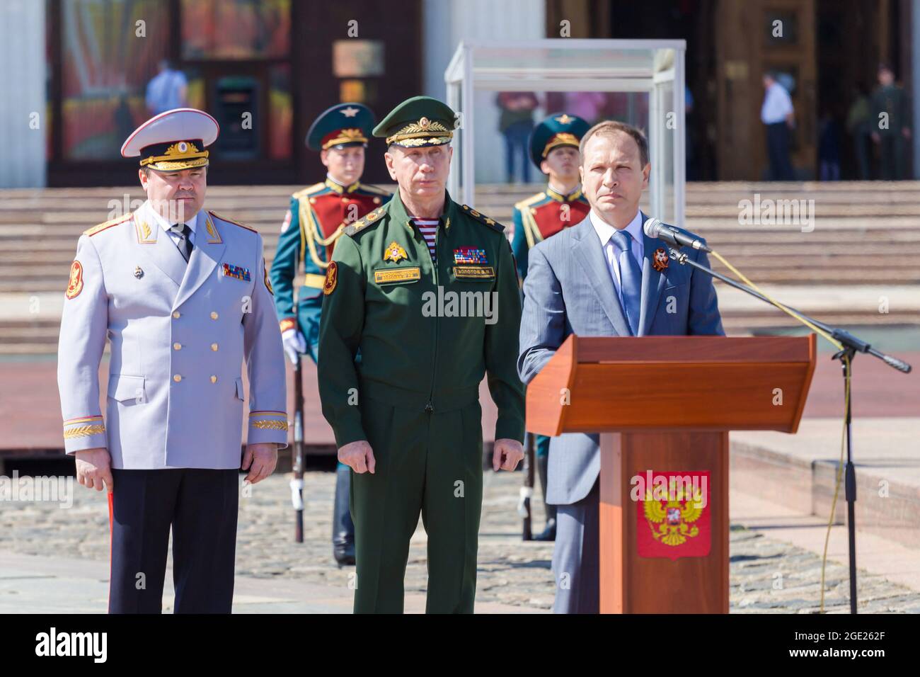 Director of Victory Museum, Alexander Shkolnik speaking during the ...