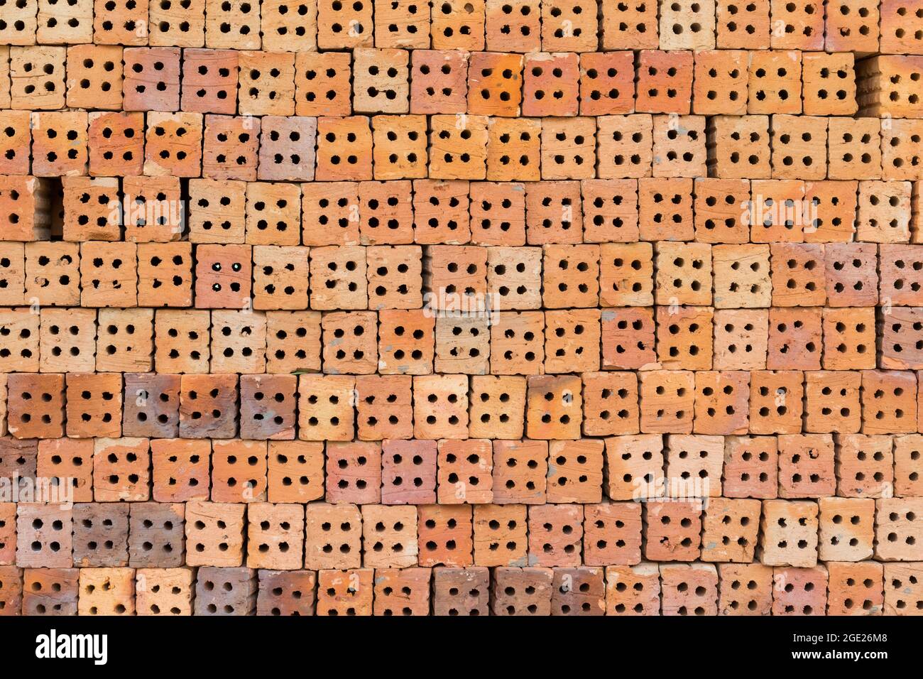 Red brick block for wallpaper and background Stock Photo - Alamy