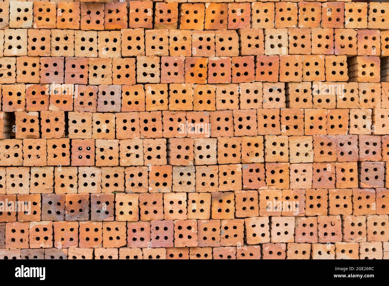 Red brick block for wallpaper and background Stock Photo - Alamy
