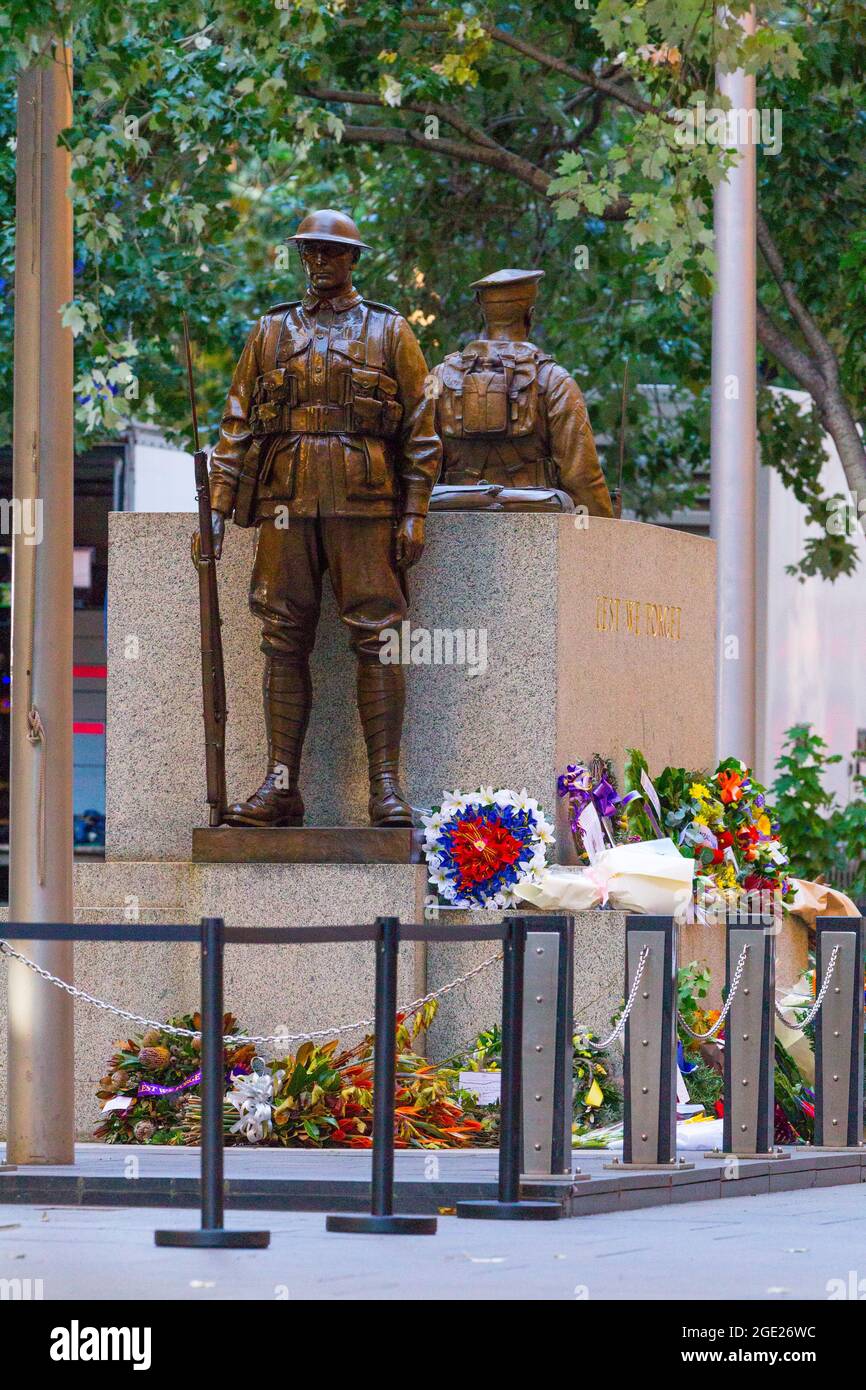 The Cenotaph war memorial in Martin Place in Sydney, Australia, looking ...