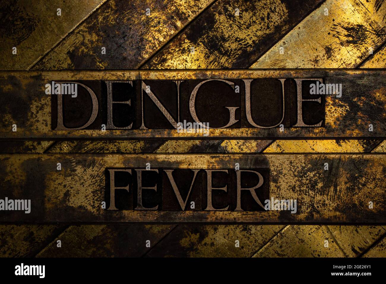 Dengue Fever text on vintage textured copper and gold background Stock ...