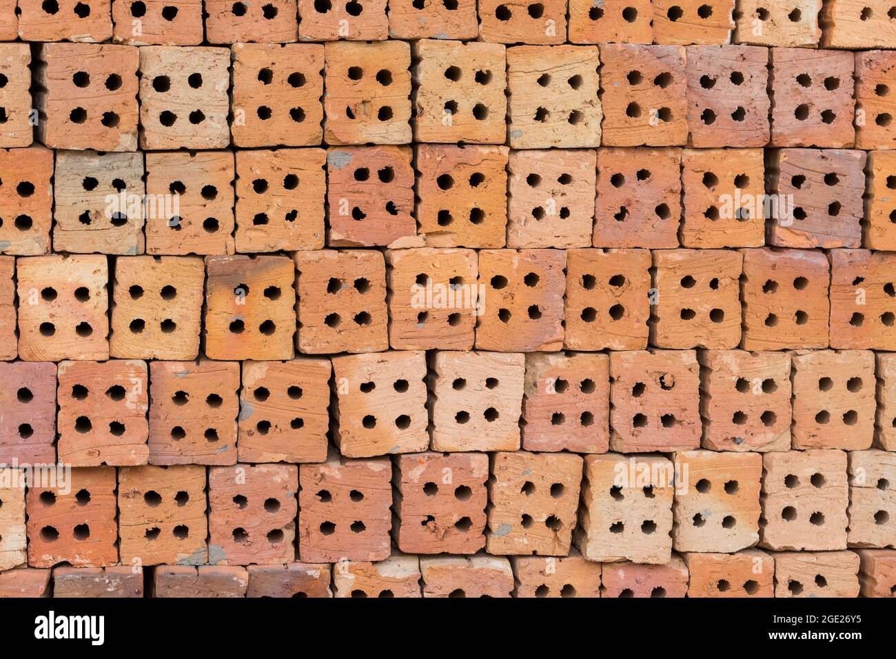 Red brick block for wallpaper and background Stock Photo - Alamy