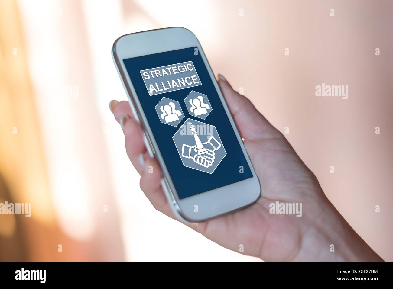 Smartphone screen displaying a strategic alliance concept Stock Photo ...