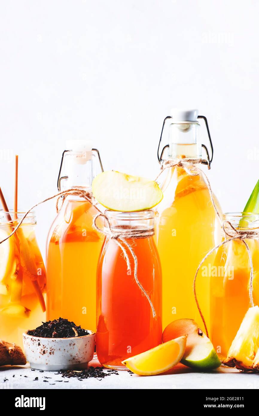 Healthy Fermented Kombucha Drinks. Probiotic superfood tea, keto diet ...