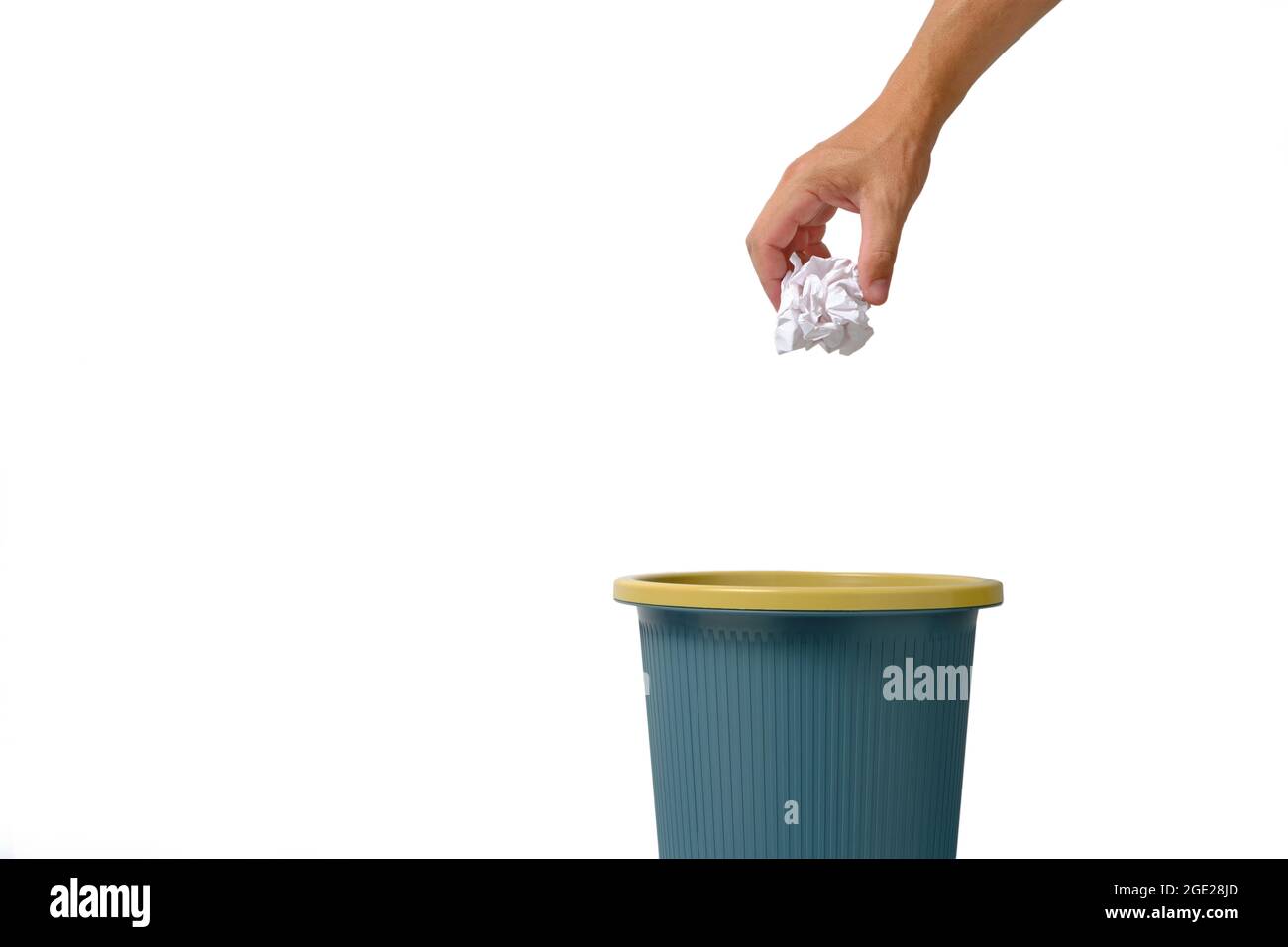 Sheet crumpled white paper is thrown into trash Stock Photo - Alamy