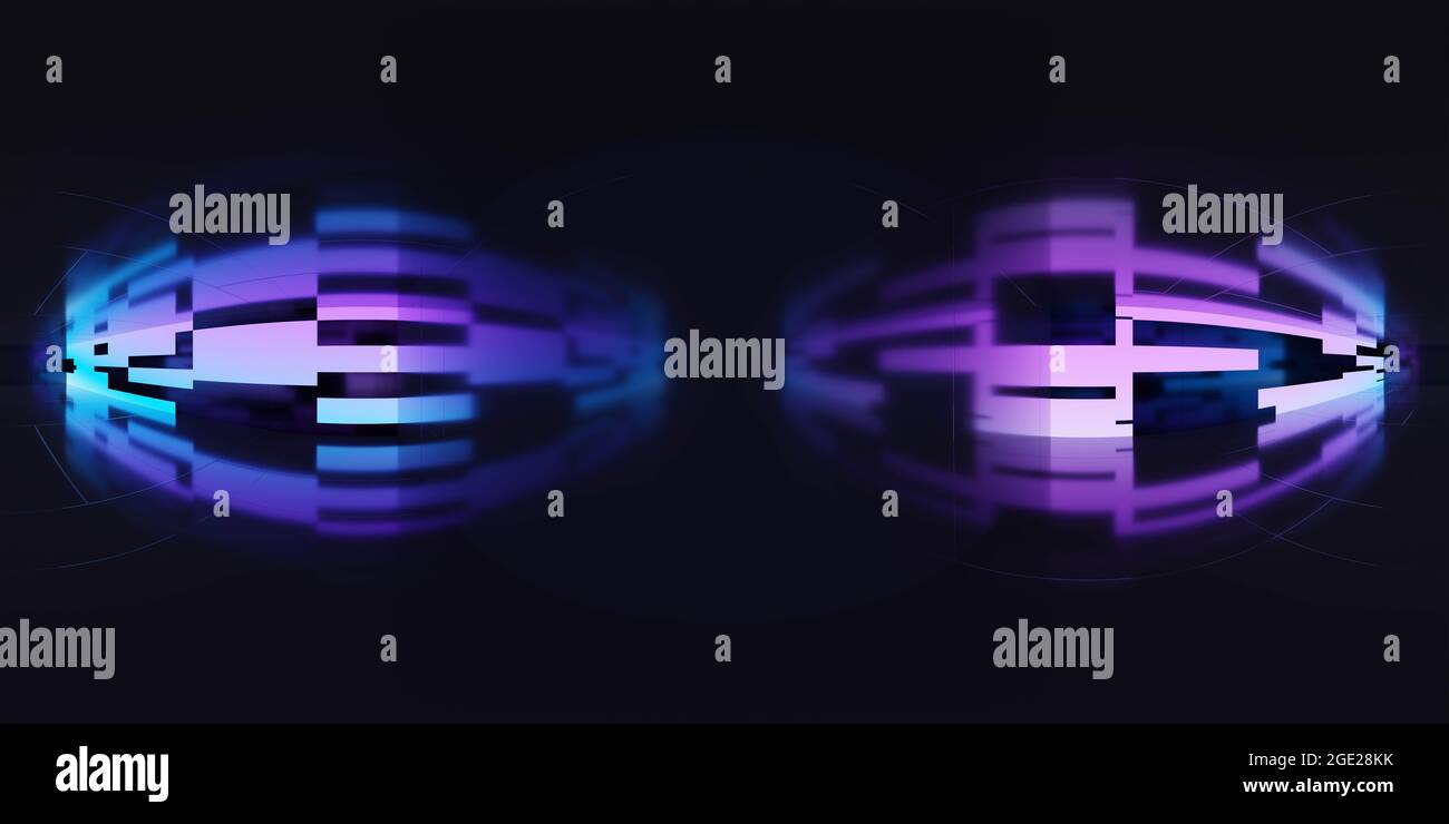 full 360 degree panorama of dark futuristic neon studio interior 3d ...