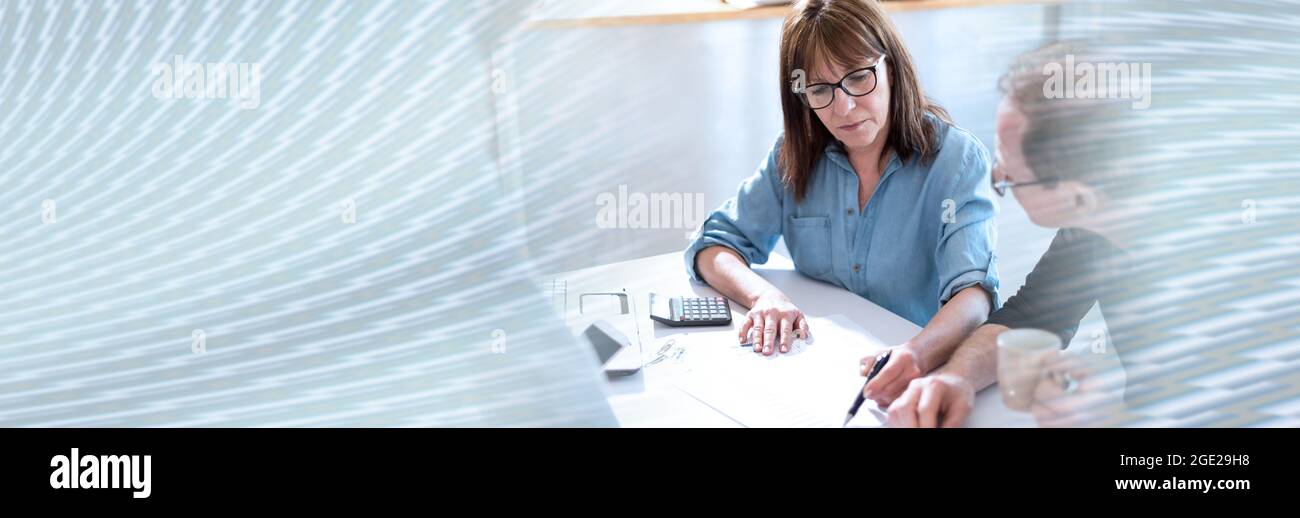 Business people working together in office. panoramic banner Stock ...