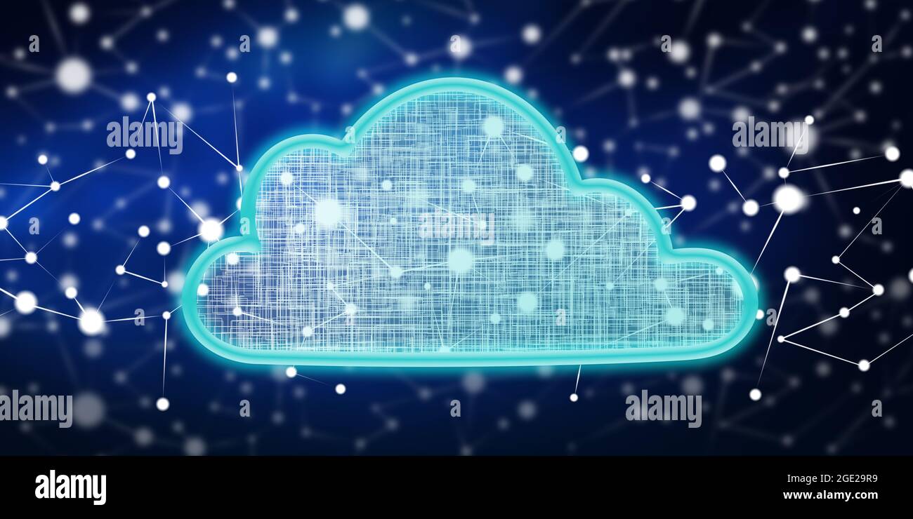Illustration of a cloud networking concept Stock Photo - Alamy