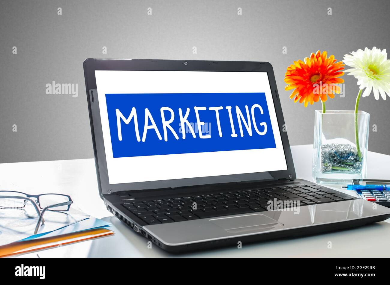 Laptop screen showing marketing concept Stock Photo - Alamy