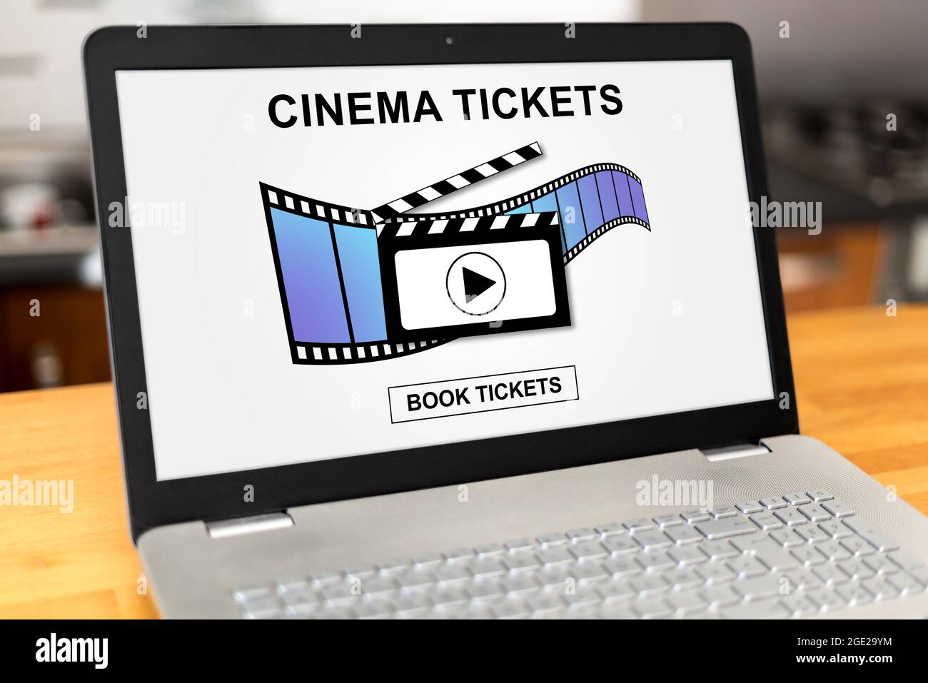 Laptop screen with online cinema tickets booking concept Stock Photo ...
