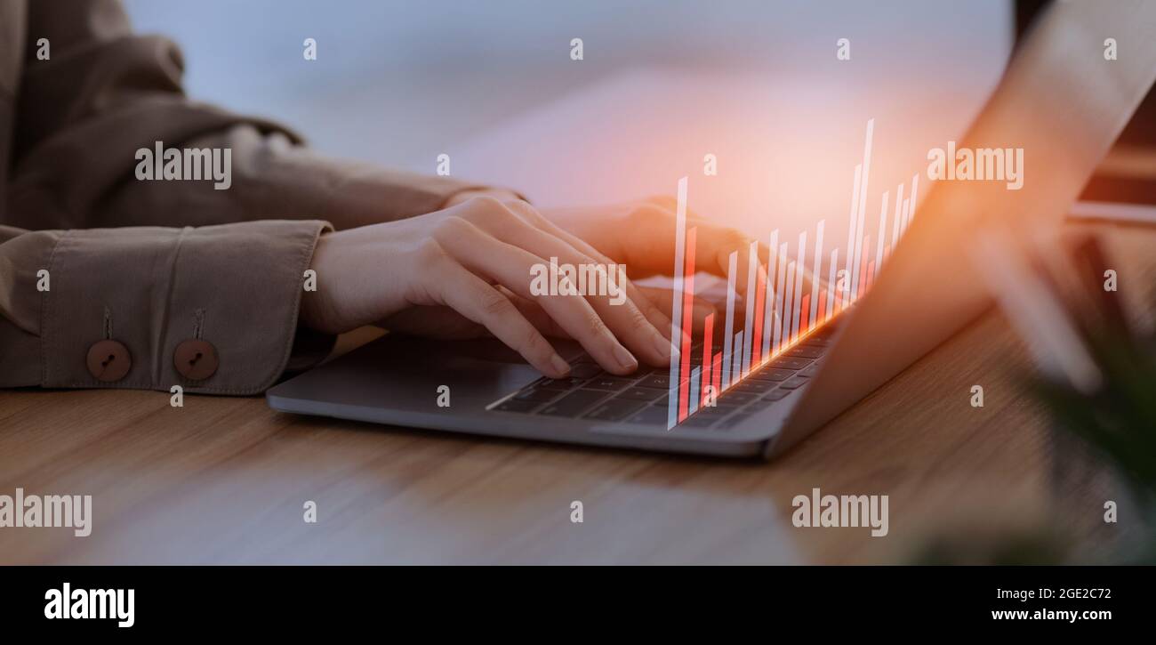 Woman business analyst making marketing research, double exposure Stock ...