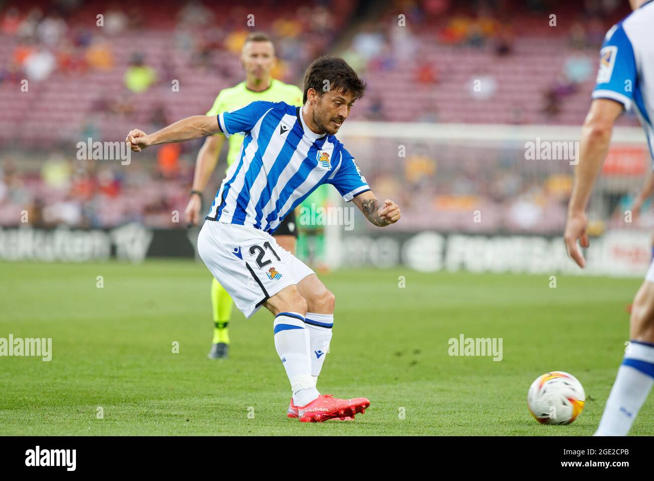 David Silva of Real Sociedad in action during the La Liga Santander ...