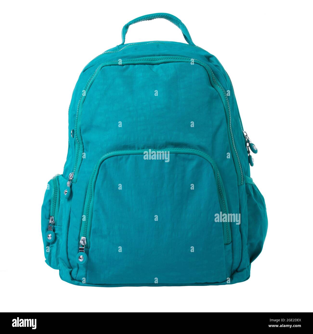 Turquoise backpack textile isolated on a white background. Minimal ...