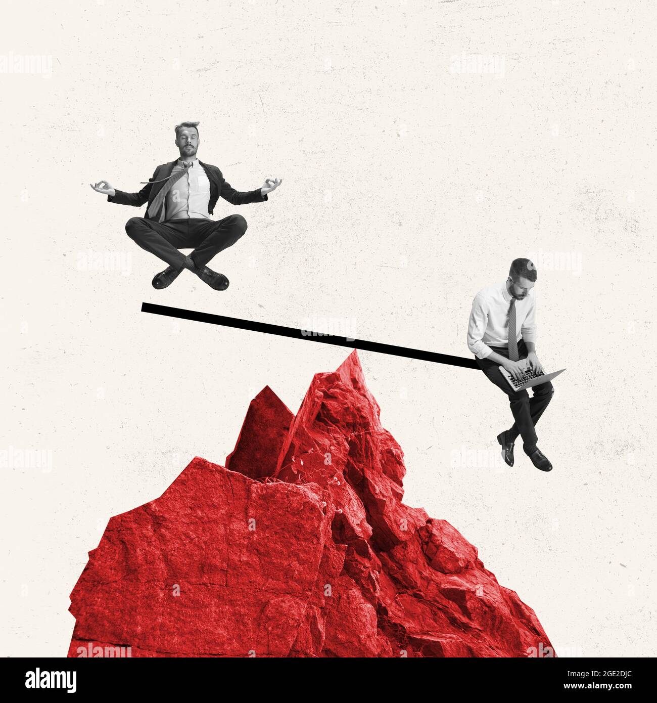 Keep balance in work tasks, goals. Young man, employee, office worker ...