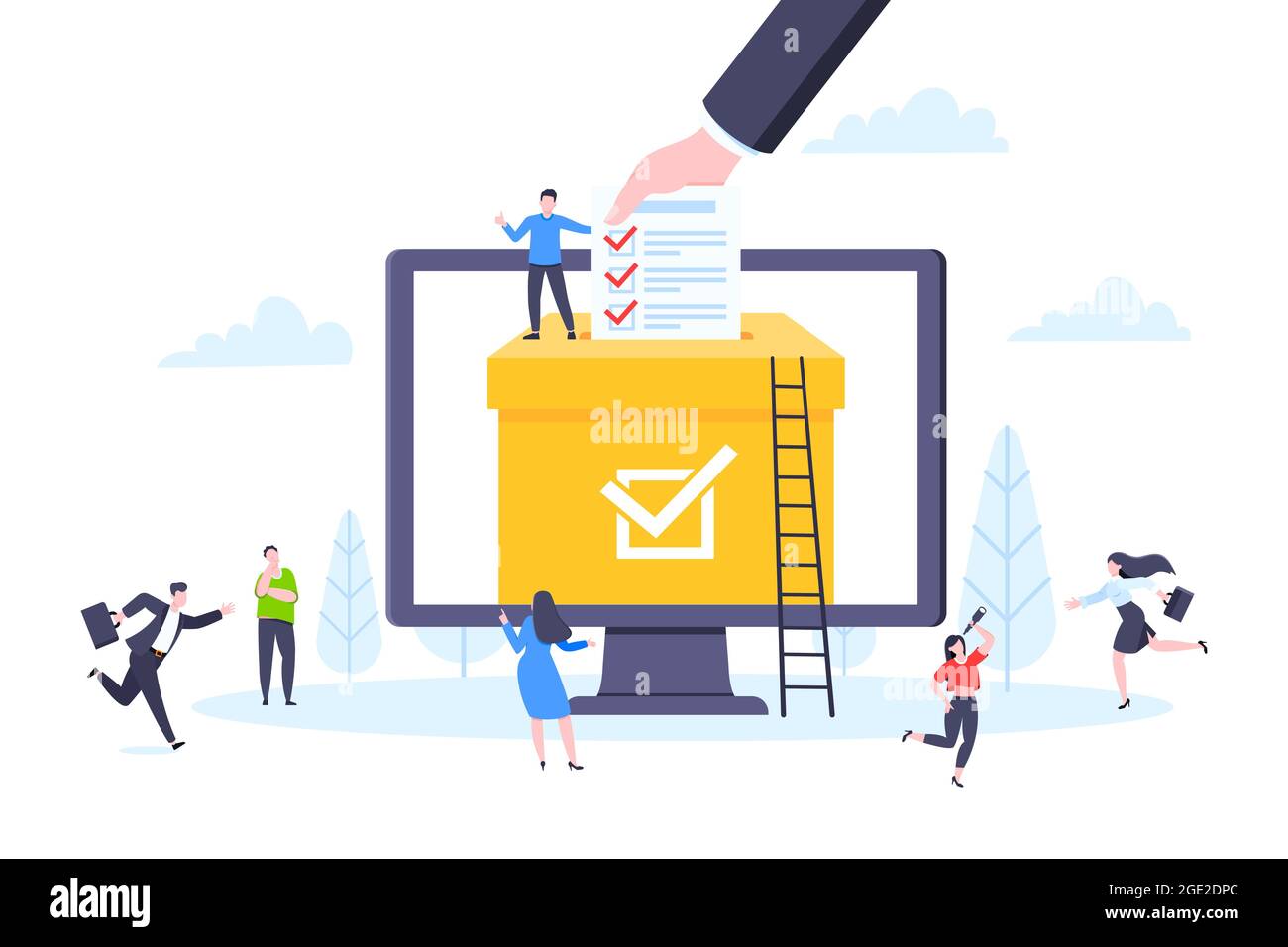 Online voting concept flat style design vector illustration. Tiny ...