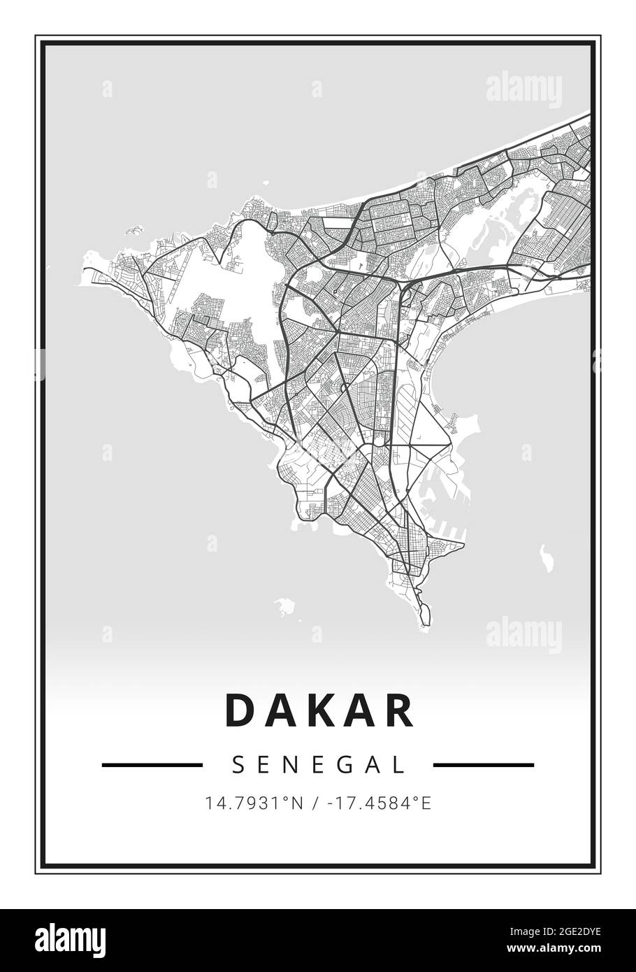 Mapa De Dakar, Senegal, áfrica