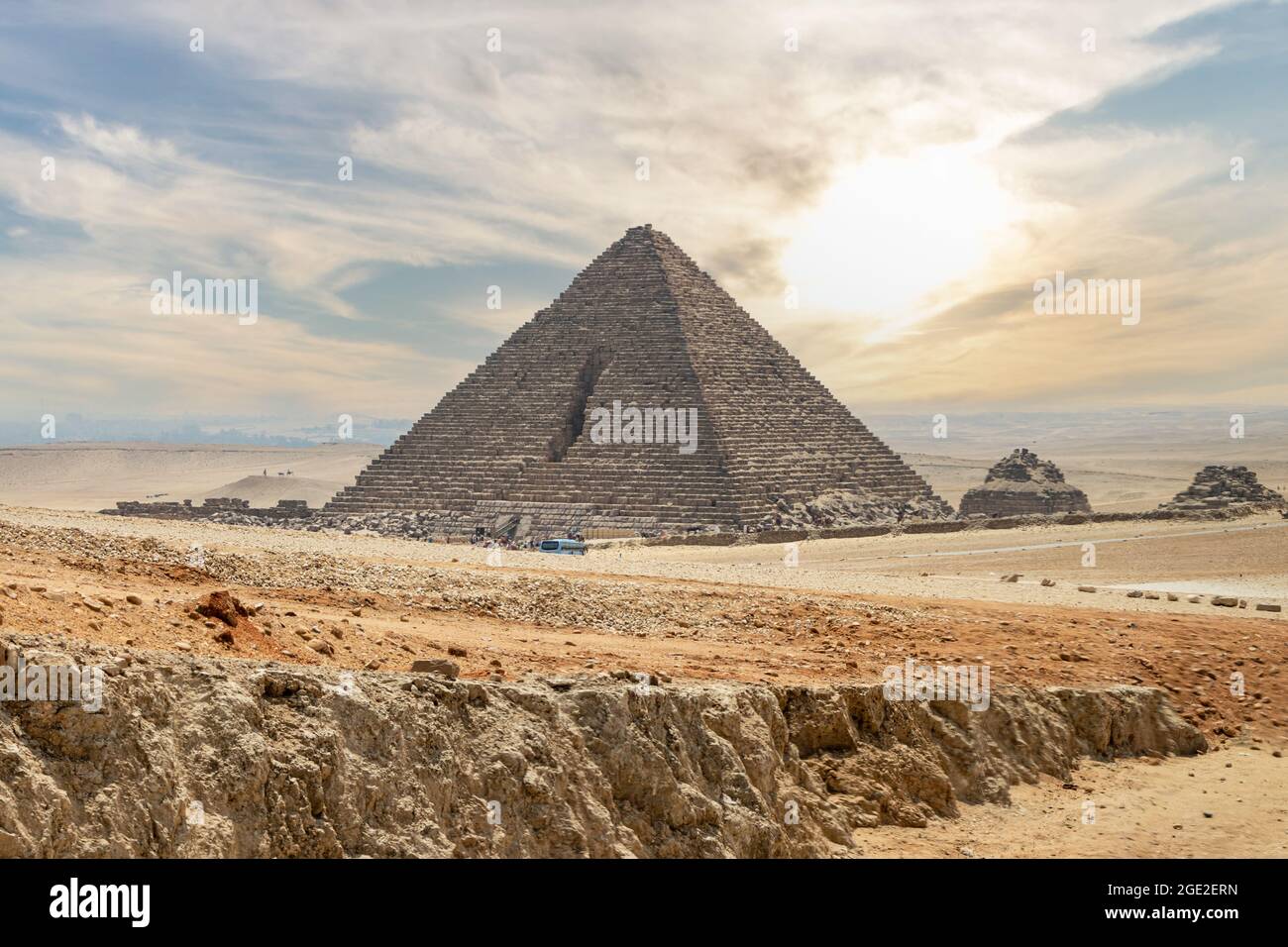 The Great Pyramid of Menkaure with dramatic sky in the Giza, Egypt ...