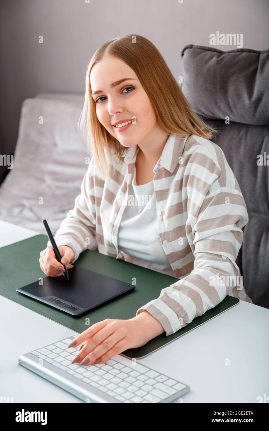 Portrait Of Young Smiling Artist Graphic Designer Caucasian Blonde