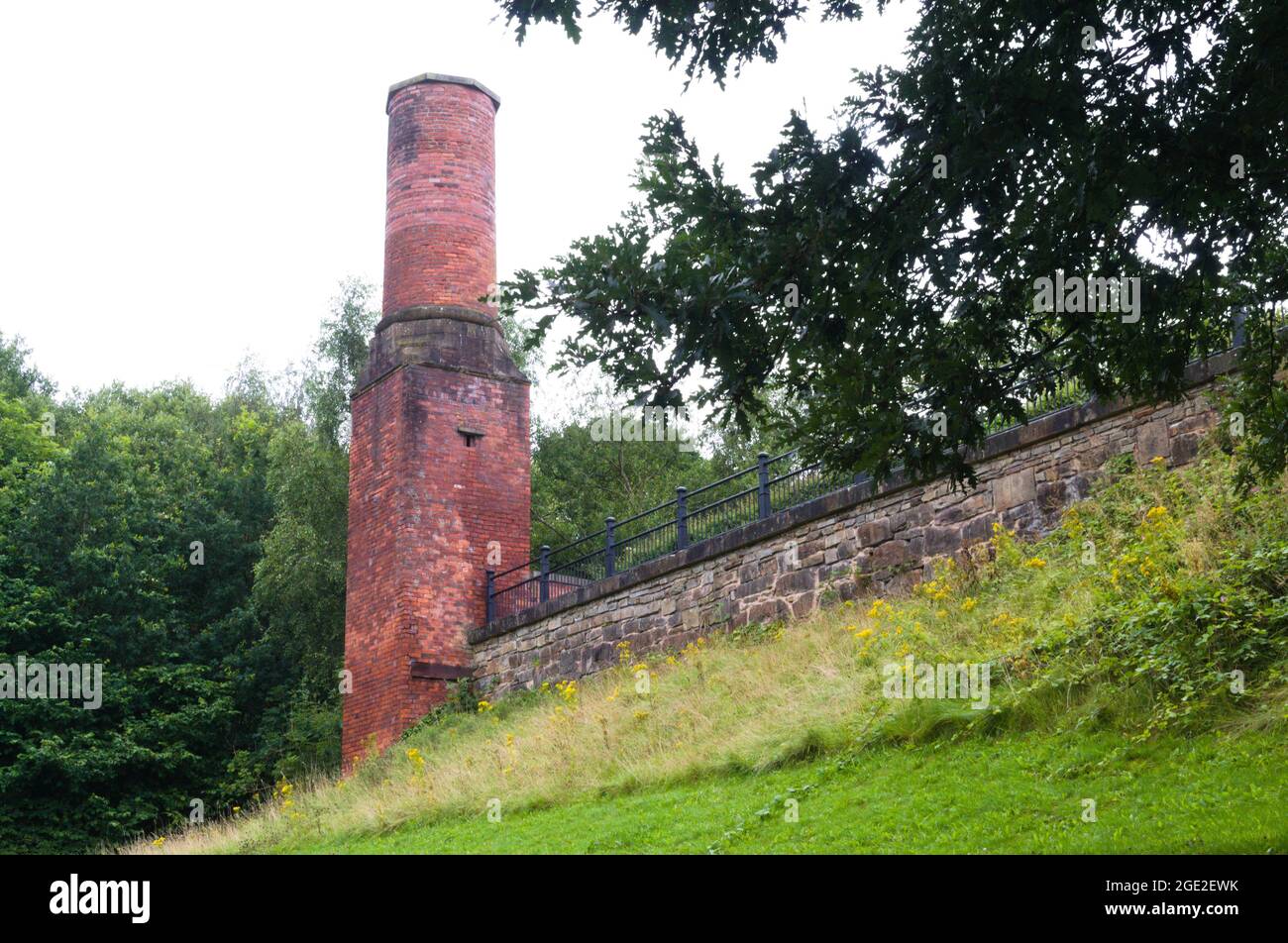 Antique chimney at the former Park Bridge ironworks, founded in 1786 ...