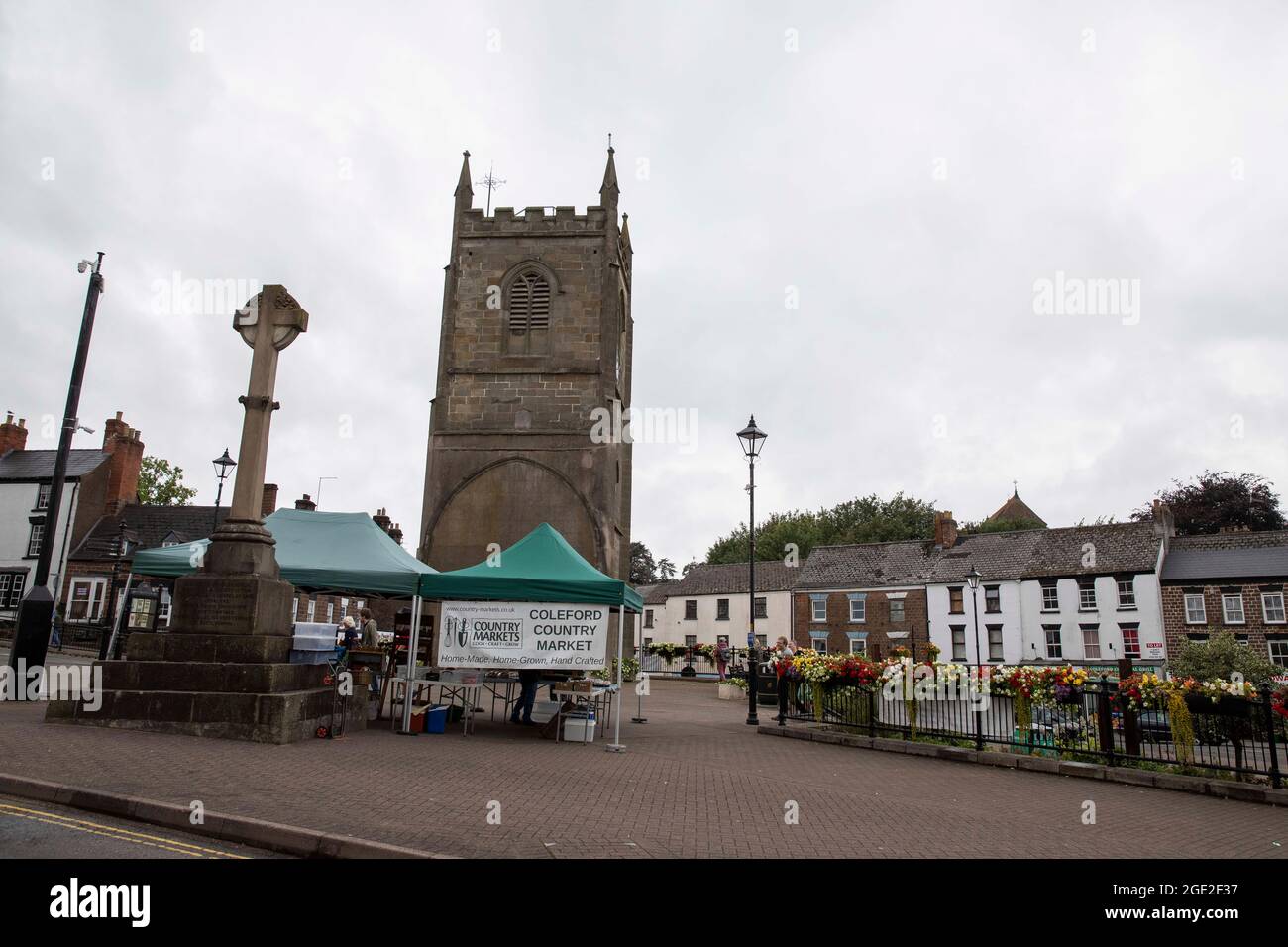 Coleford town centre and Coleford county market stalls, Gloucestershire ...