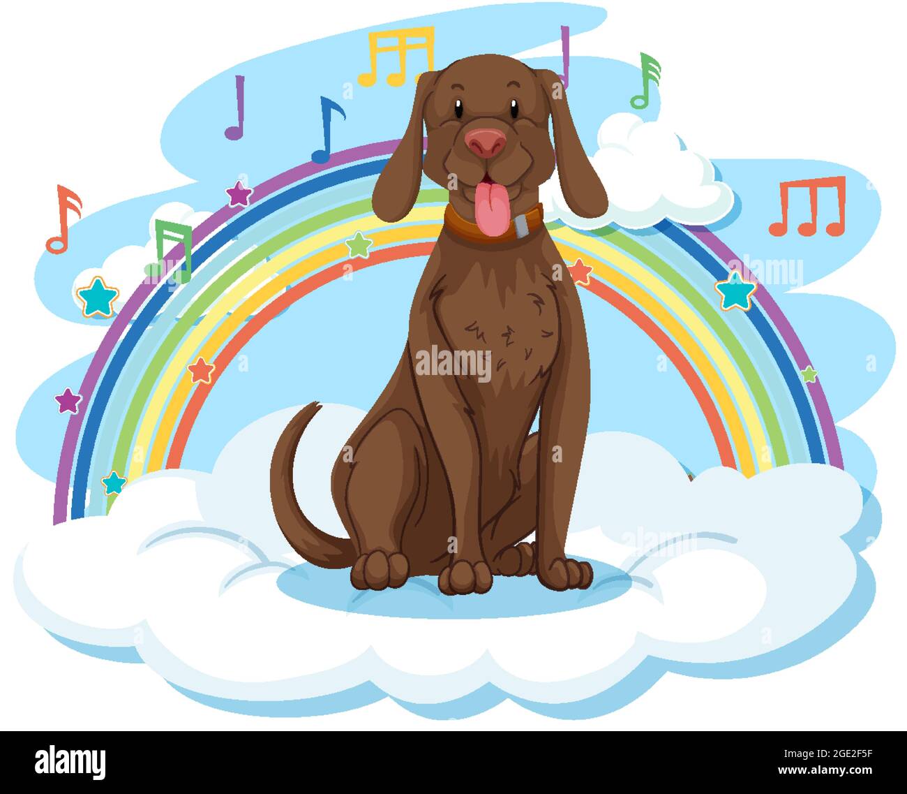Cute dog on the cloud with rainbow illustration Stock Vector Image ...