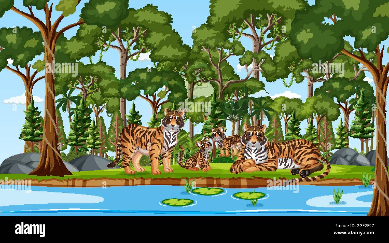 Tiger cat in the garden Stock Vector Images - Alamy