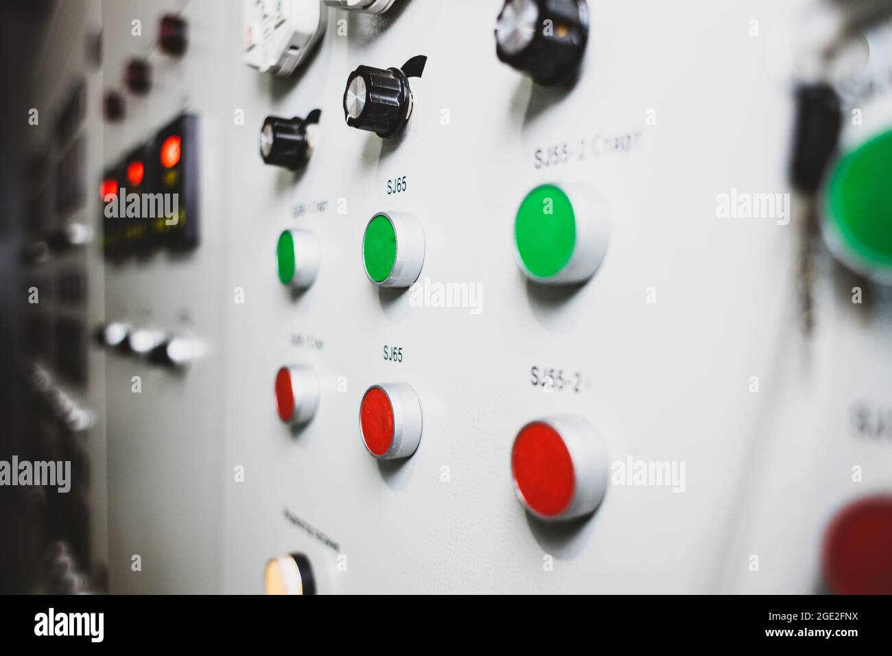 Many button of the machine in the factory Stock Photo - Alamy