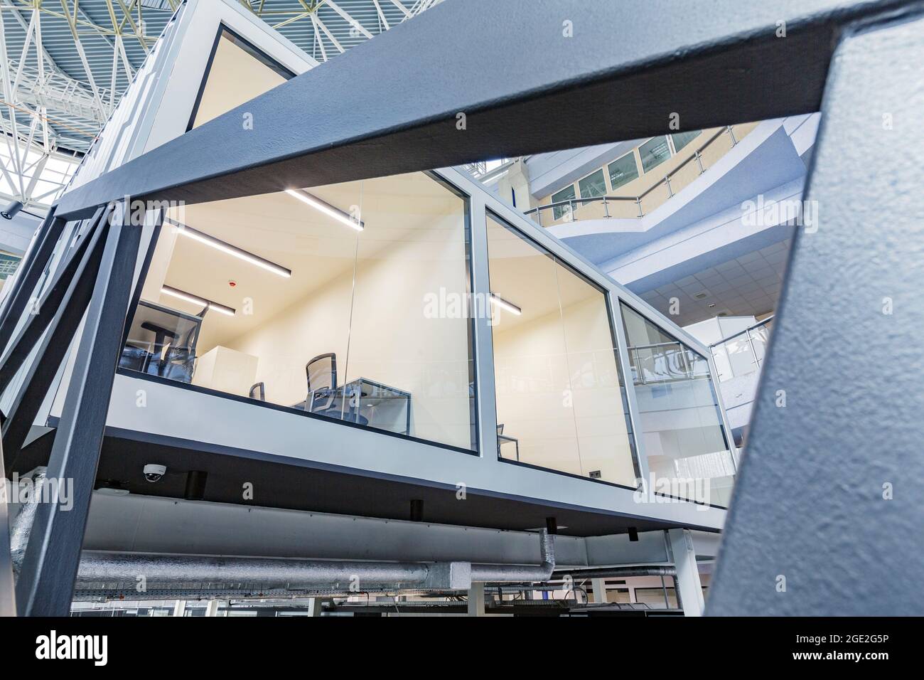 Individual meeting rooms with glass walls in business center Stock ...