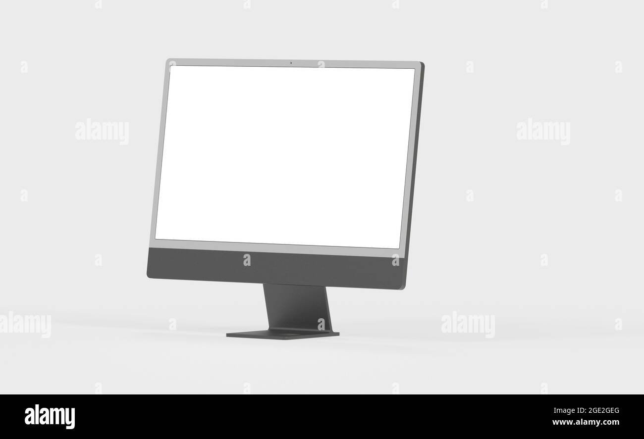 3D rendering of a computer screen with copyspace isolated on a white ...