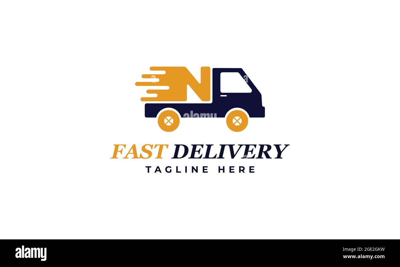 Letter N Fast Delivery Service Logo Vector Design Template. Alphabet N ...