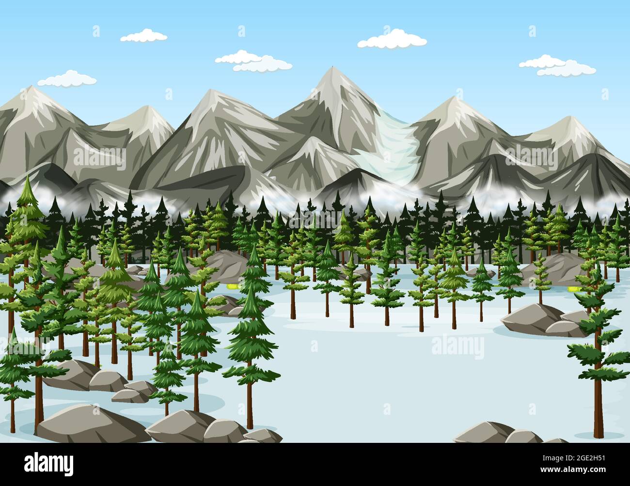Seamless cartoon winter landscape background illustration Stock Vector ...