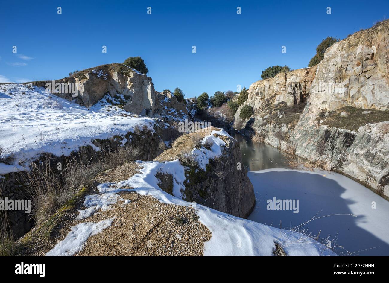 Small granite quarry where groundwater level is emerged. Photo taken in ...