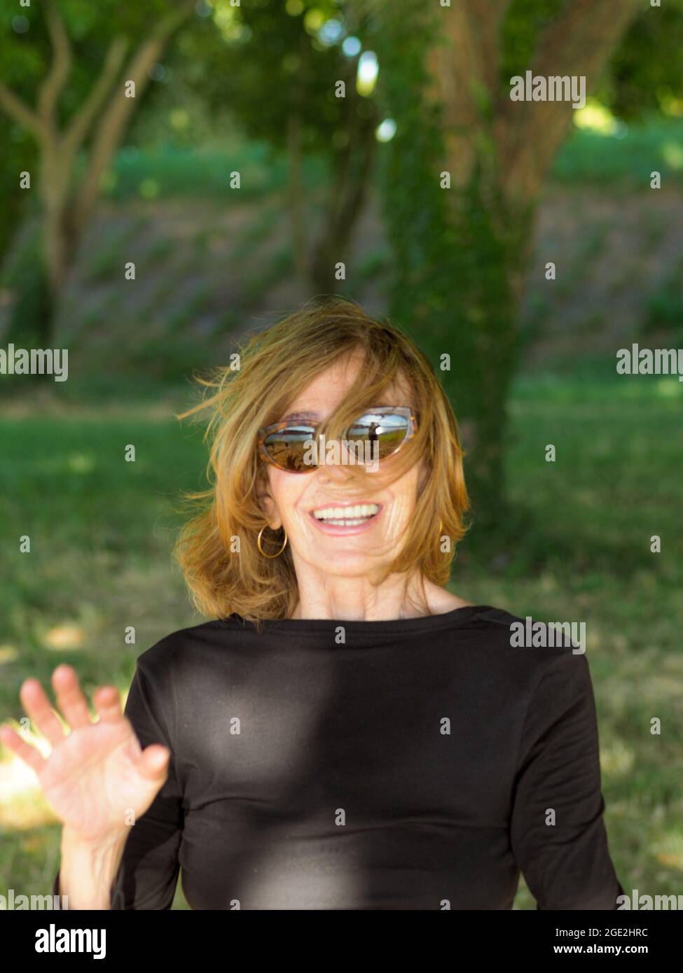 Caucasian women from Italy posing in a park Stock Photo - Alamy
