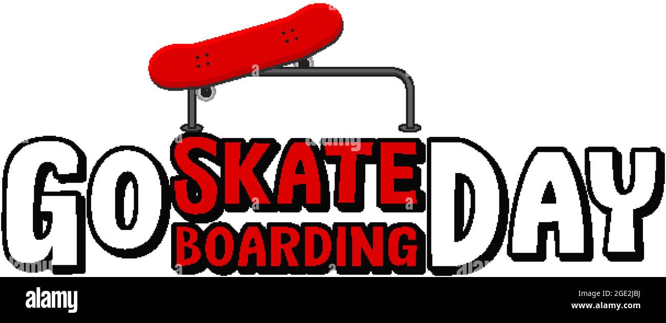 Go Skateboarding Day banner in red and white colour theme illustration ...