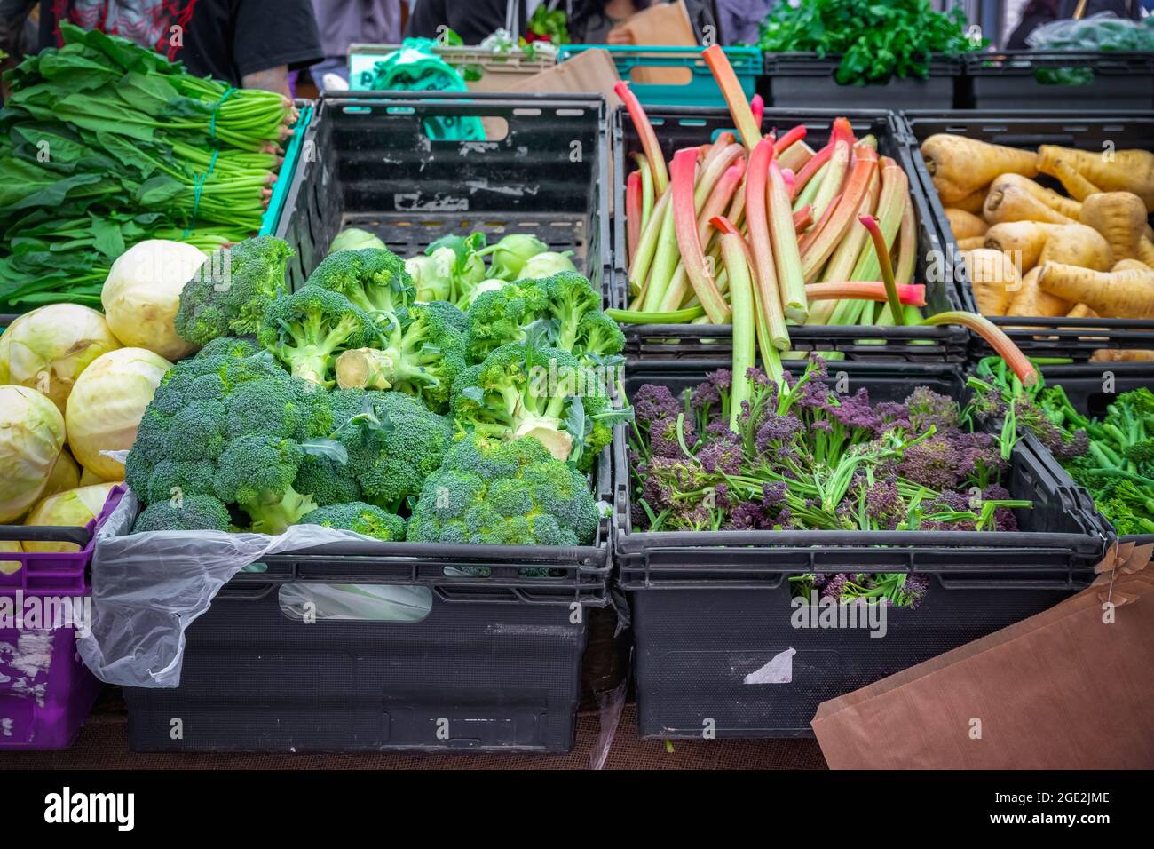 Fresh assorted vegetables on display at Broadway market, a street ...