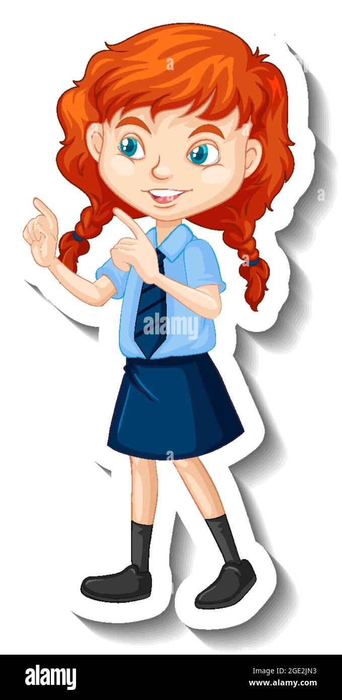 A student girl cartoon character sticker illustration Stock Vector ...