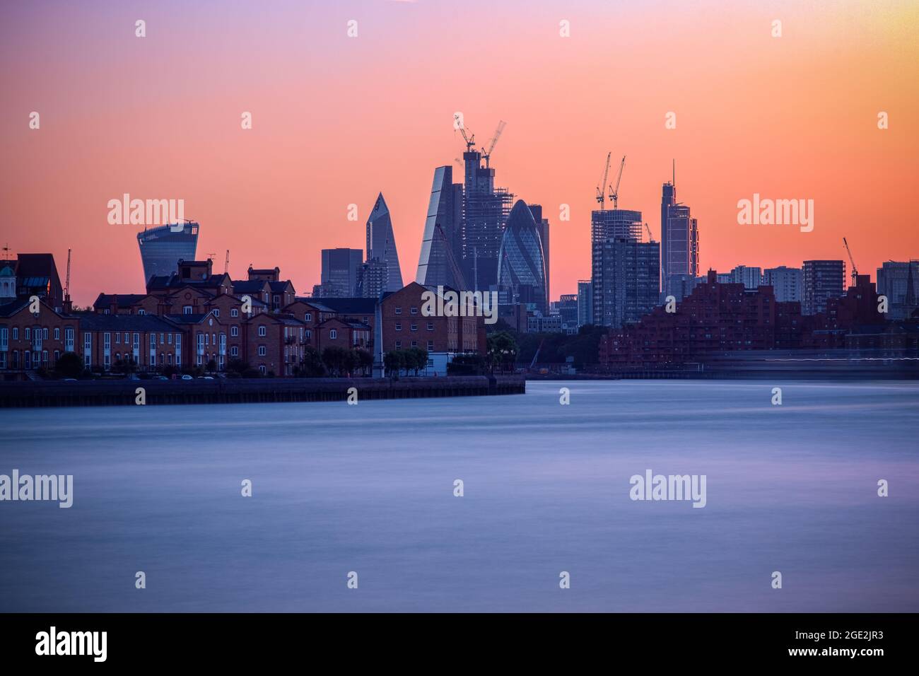 Long exposure, London cityscape with beautiful sunset Stock Photo - Alamy