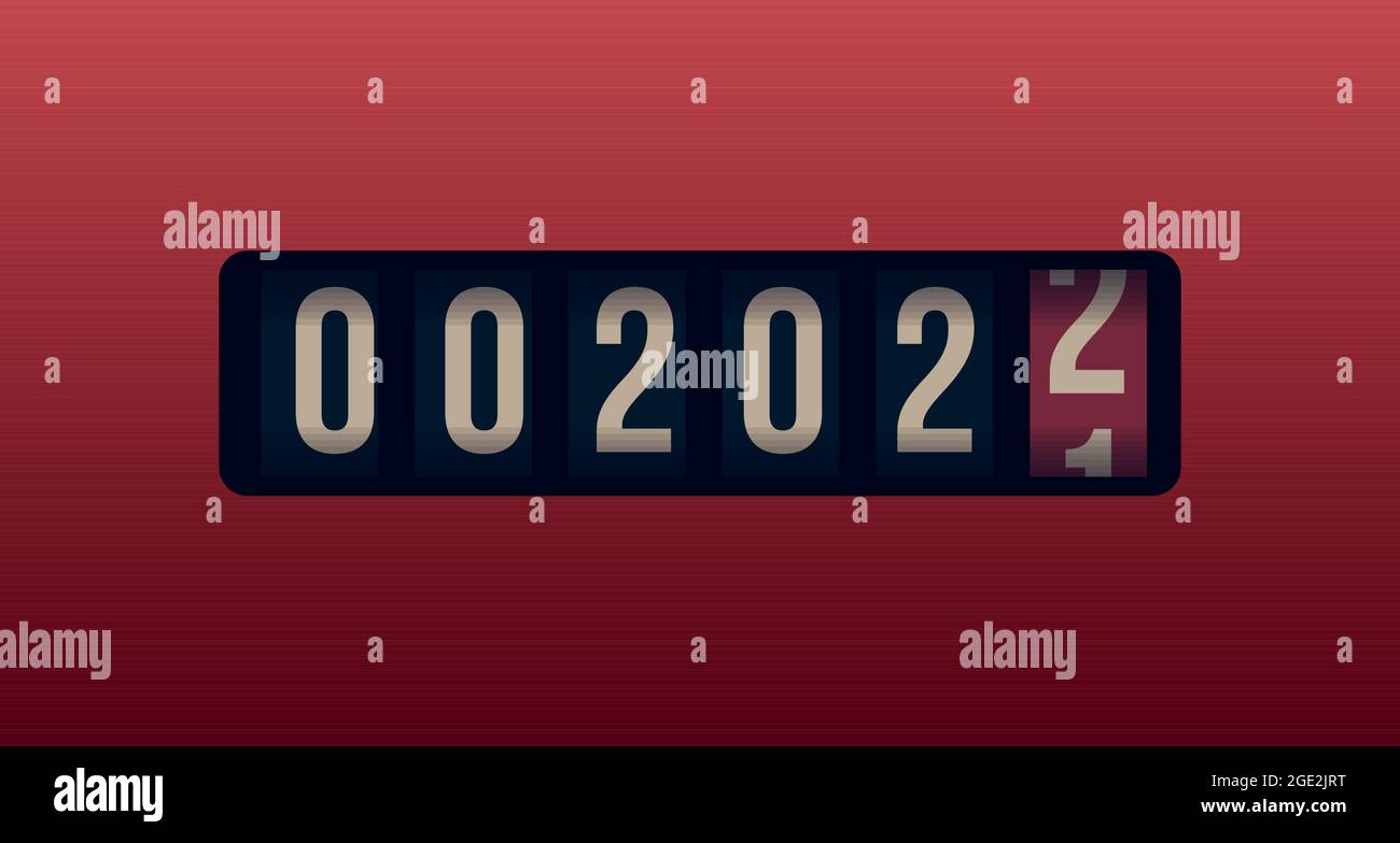 Happy New Year 2022 numbers on analog counter display, retro style ...