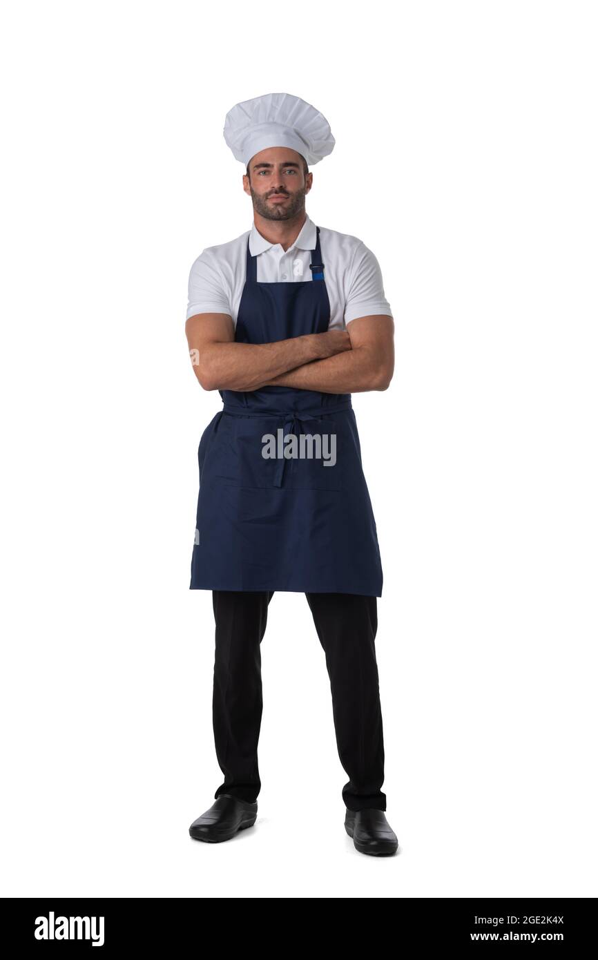 Chef cook full length portrait, man standing with arms crossed isolated ...