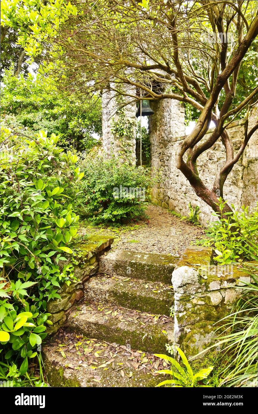 Herm, Channel Islands, UK - June 30, 2016: bell tower of the little church or chapel in the ...
