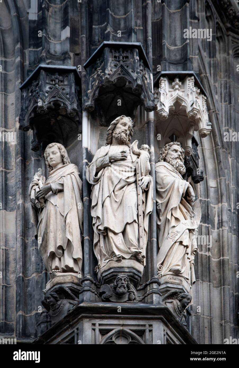 AACHEN, GERMANY. OCTOBER 04, 2020. Aachen cathedral. Statues of a ...
