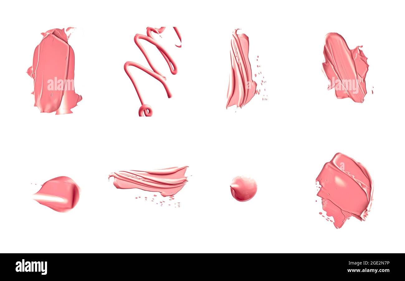 Coral beauty cosmetic texture isolated on white background, smudged ...