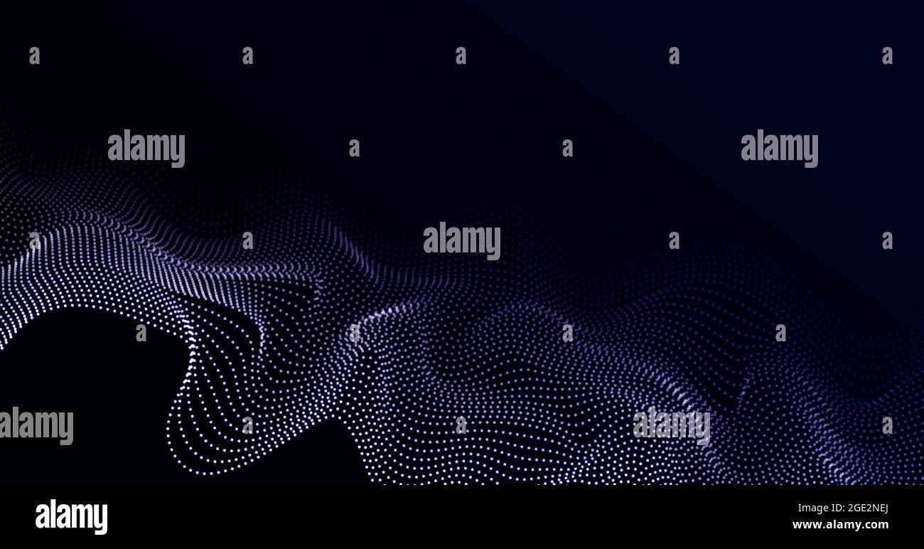 Blurry lights vector abstract background. Wave array of luminous points ...