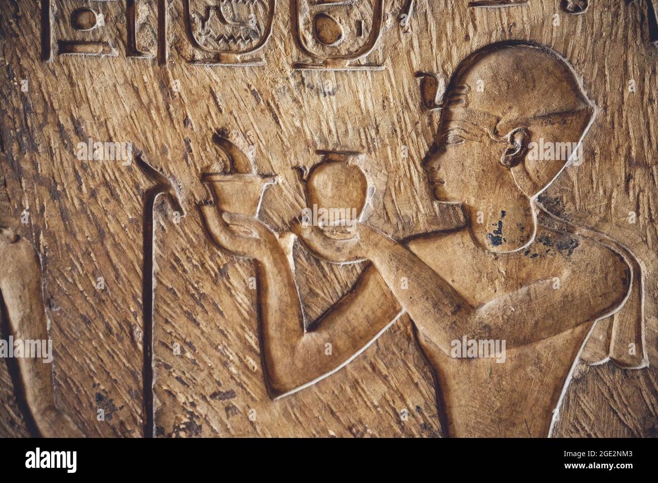 CAIRO, EGYPT - Jun 06, 2021: A closeup of a depiction of a pharaoh ...