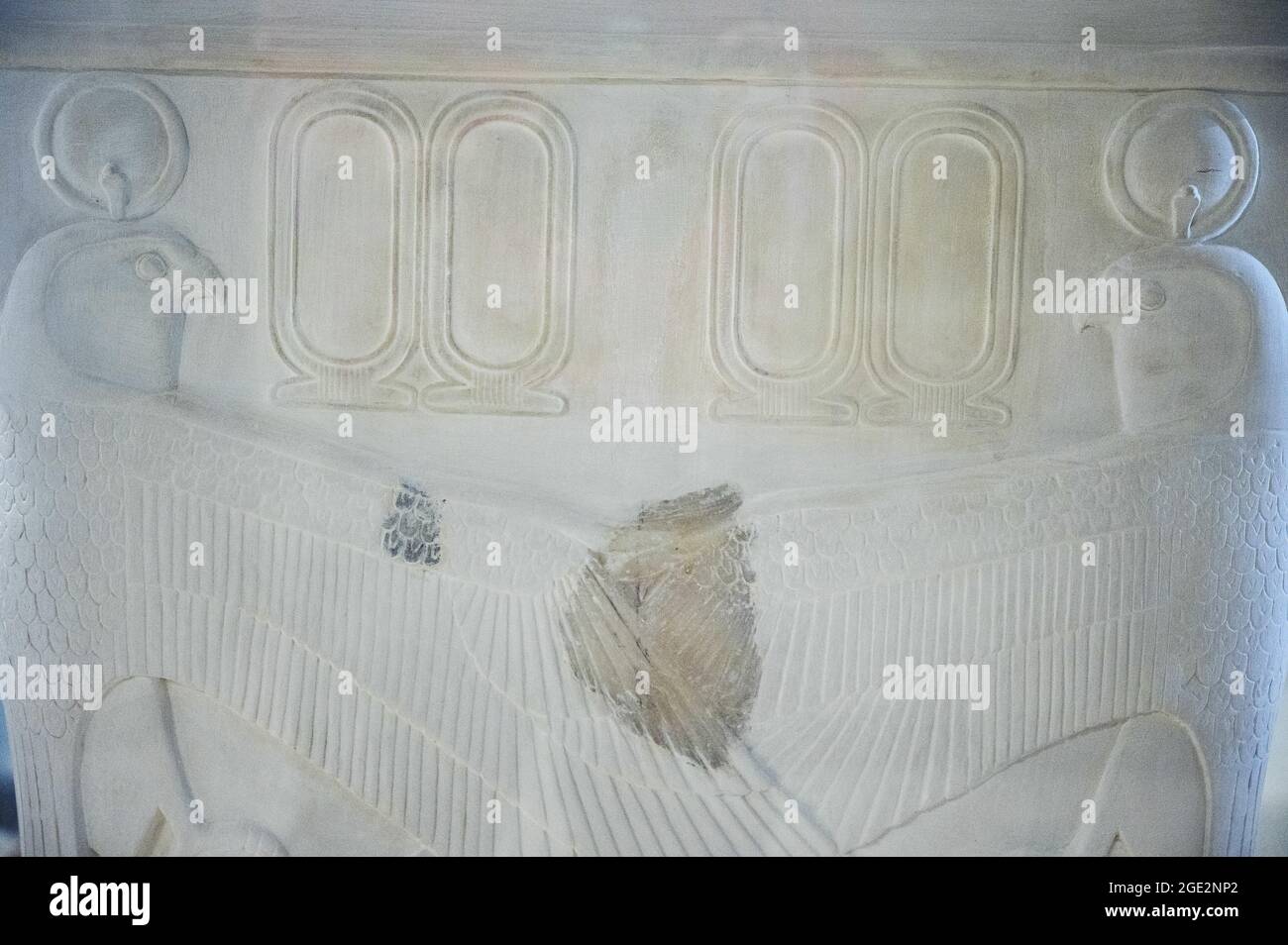 CAIRO, EGYPT - Jun 06, 2021: An ancient Egyptian carving on white stone ...